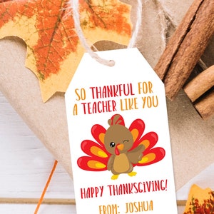 EDITABLE Thanksgiving Tags for Teacher Printable Template, for Kids Boy ...