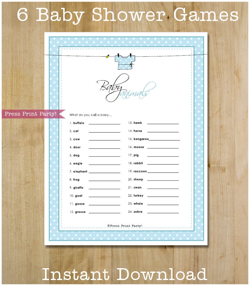 Baby Shower Games Boy Baby Shower Game Pack Baby Boy Blue | Etsy