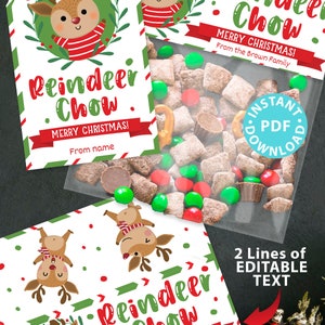 8 EDITABLE Christmas Treat Bag Toppers and Tags Set, Elf Kisses ...