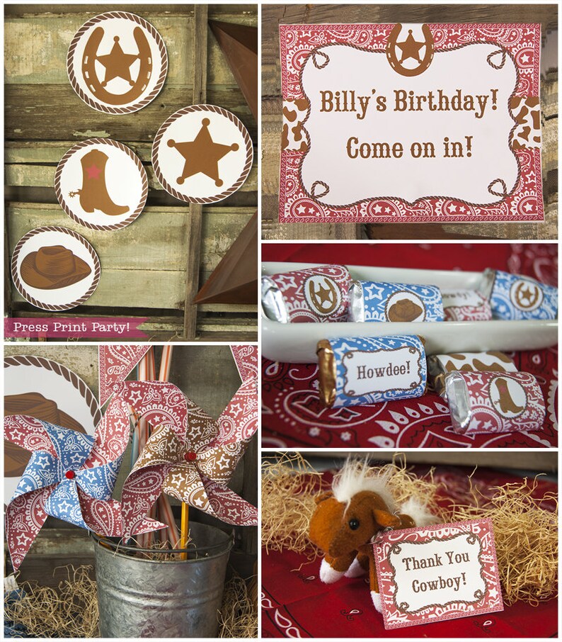 Western Birthday Printables, Cowboy Birthday Party Printable Set, DIY ...