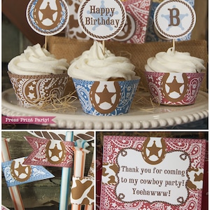 Western Birthday Printables, Cowboy Birthday Party Printable Set, DIY ...