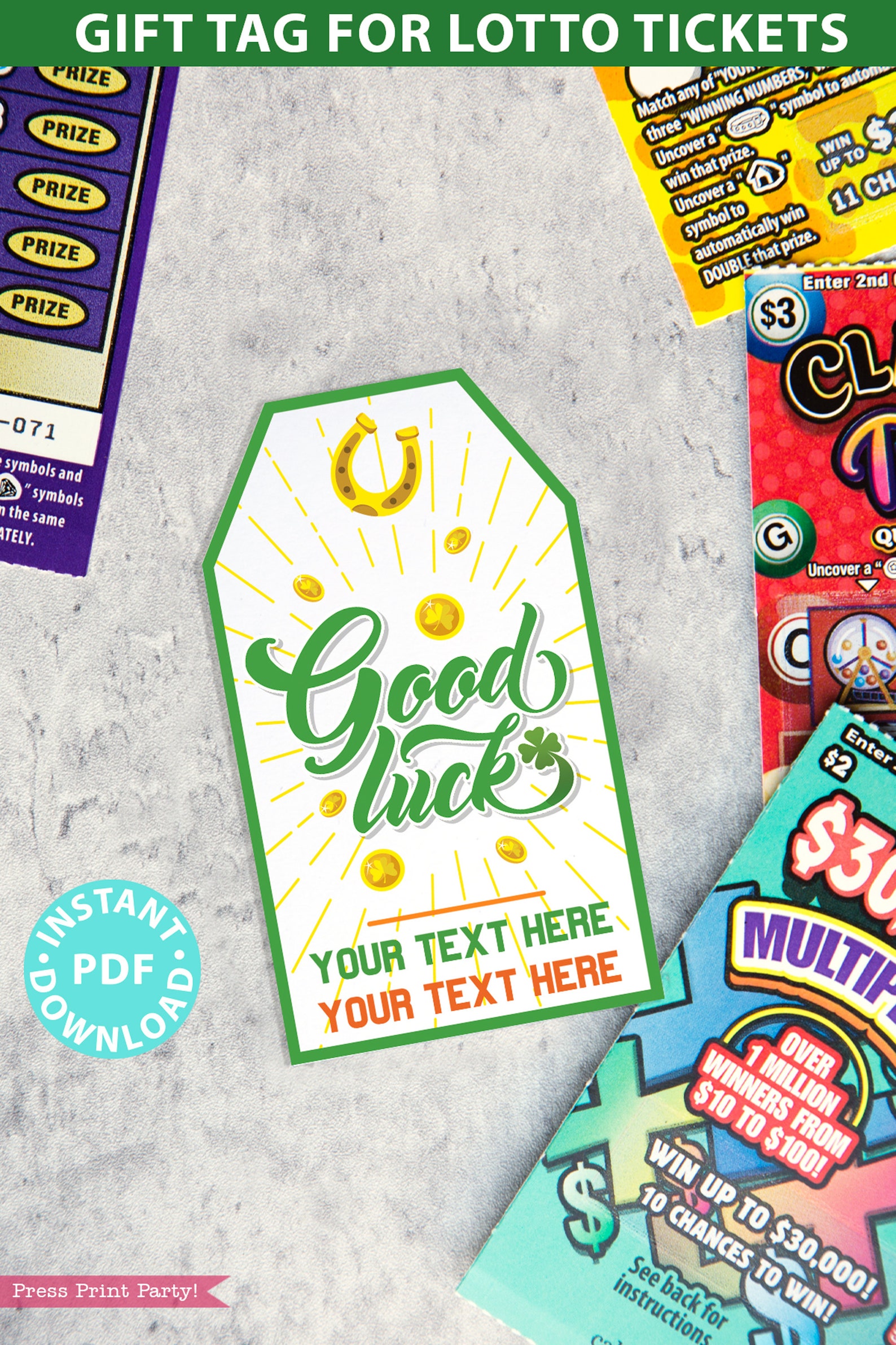 Good Luck Tag Printable St. Patrick's Day Good Luck Card | Etsy