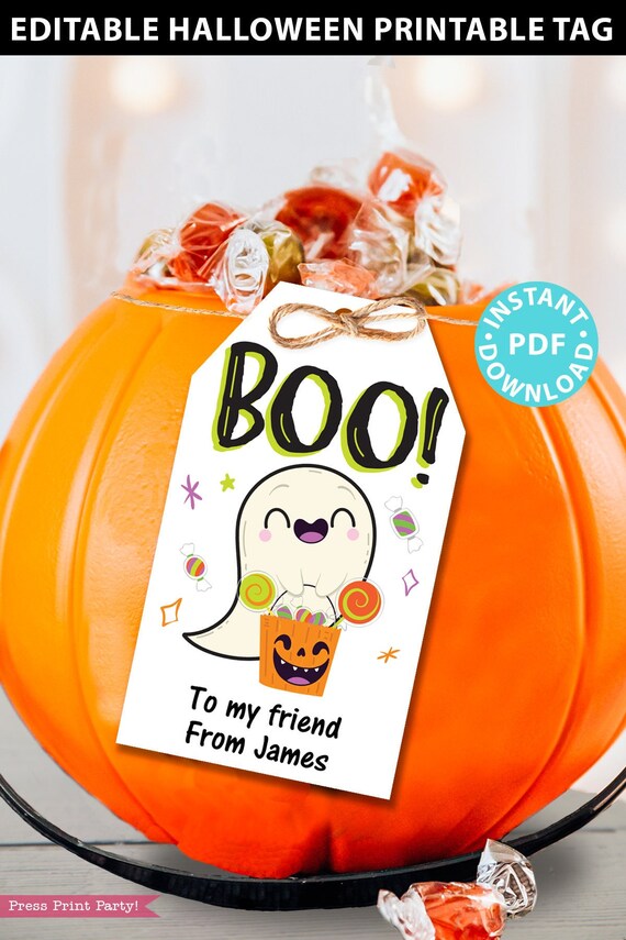 EDITABLE Halloween Tag Printable Boo Halloween Party Favors - Etsy