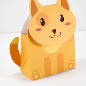 Cat Gift Box Printable, DIY Printable Box, Cat Party Decorations, DIY ...