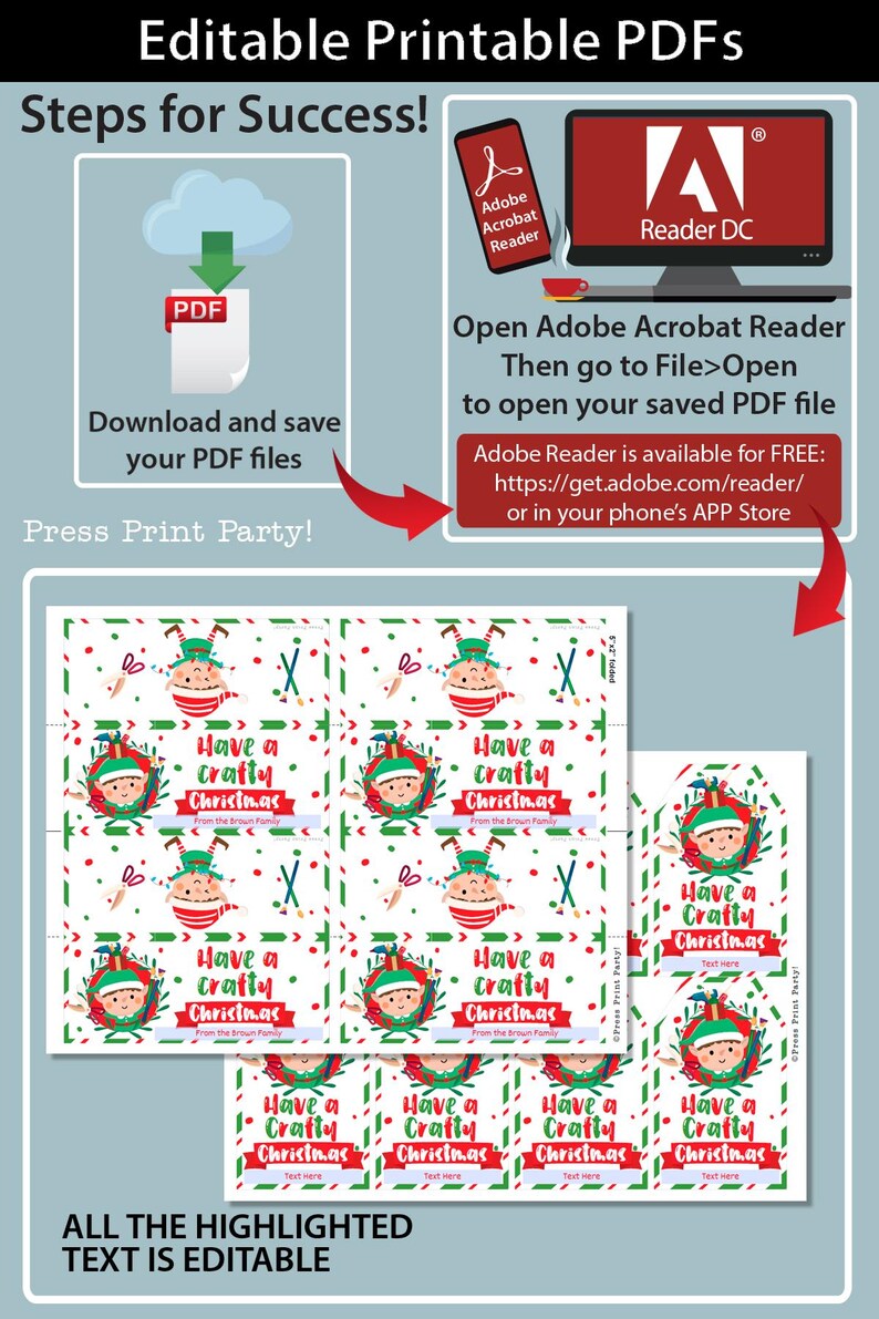 Have a Crafty Christmas Treat Bag Toppers and Tag Editable Name ...