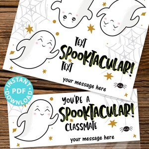 EDITABLE Halloween Treat Bag Topper Printable Spooktacular Ghost ...