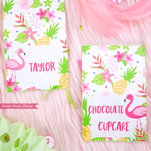 Flamingo Party Place Cards - Food Labels Printable, Flamingo Birthday ...