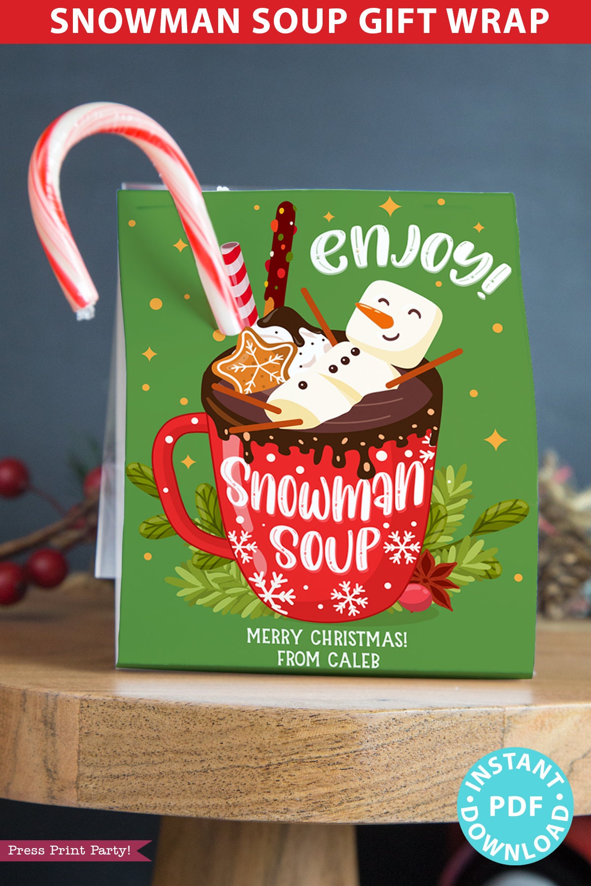 Snowman Soup Labels Printable Small Holiday Gift for Kids Stocking ...