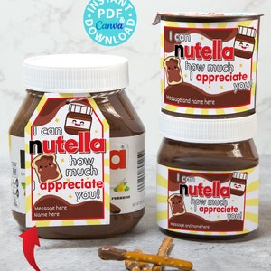 Nutella Teacher Thank You Gift Tags Printable, Teacher Appreciation ...