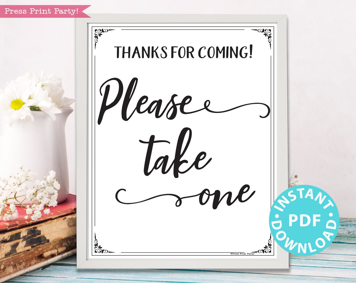 Please Take One Sign Printable Baby Shower Wedding Bridal | Etsy