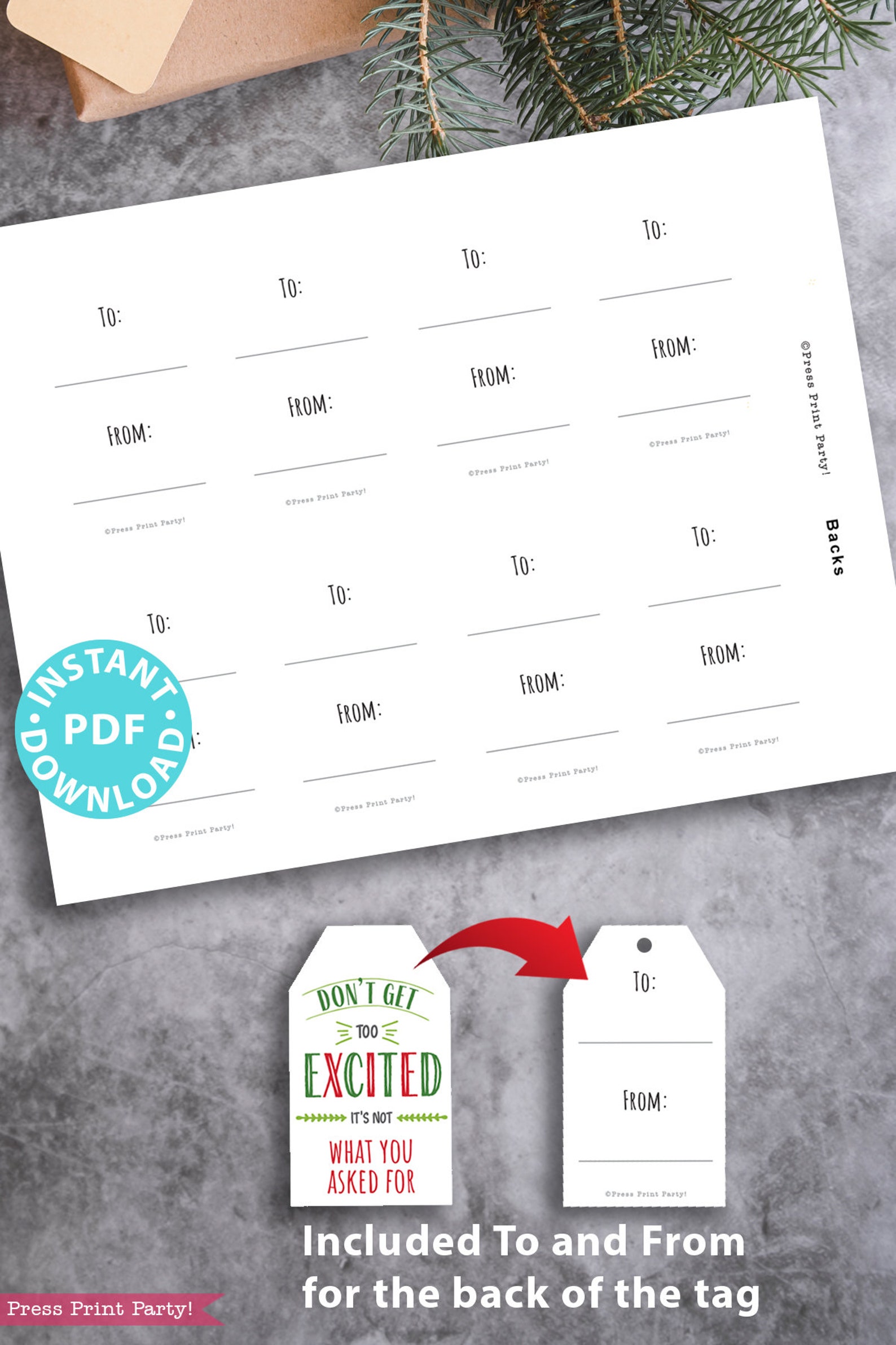 80 Humorous Holiday Gift Tags Printable Funny Christmas Gift Tag White ...