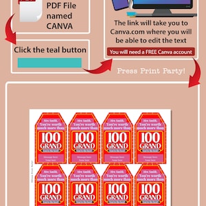 100 Grand Thank You Gift Tag Printable Teacher Appreciation Week Nurse ...