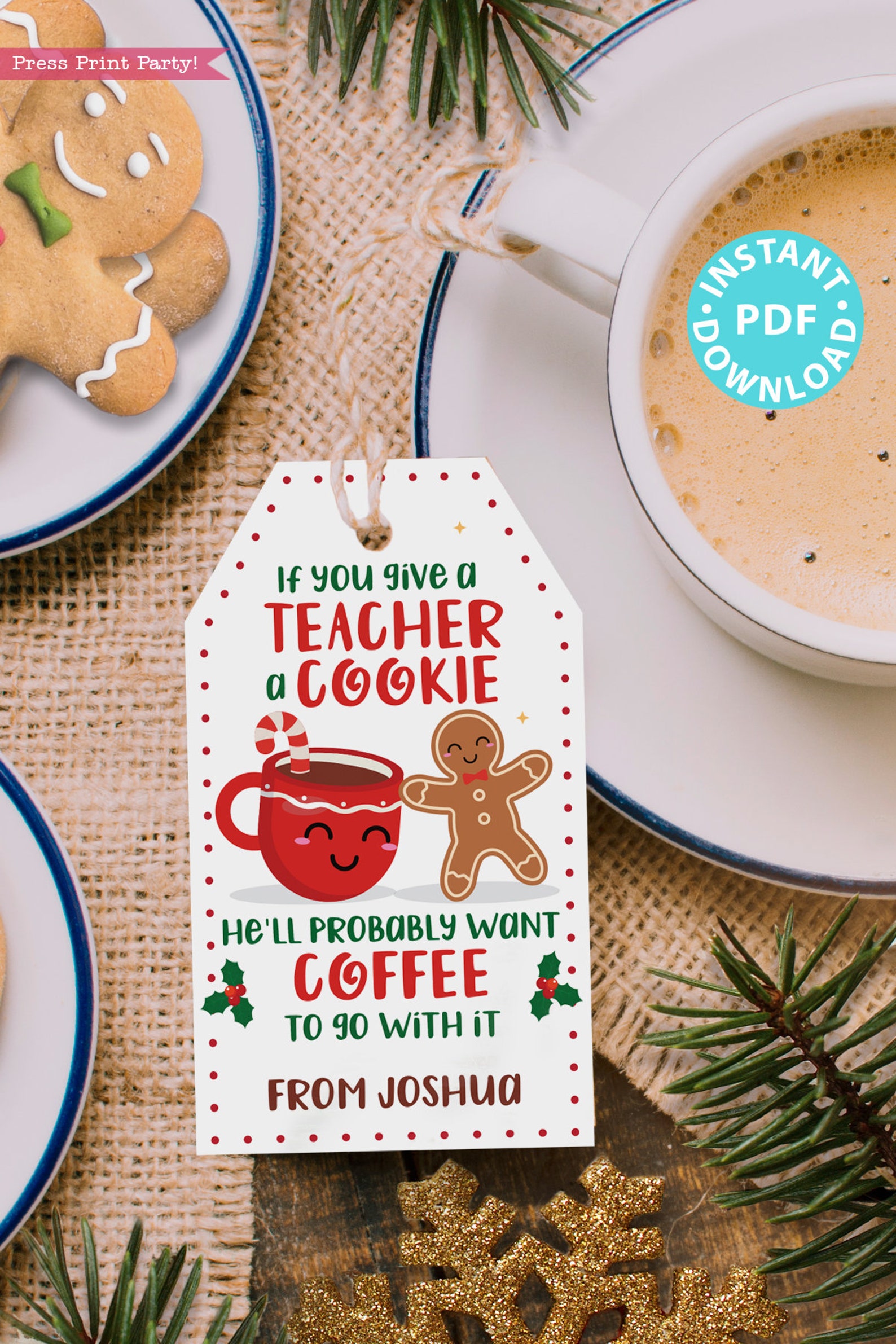 EDITABLE Christmas Teacher Appreciation Gift Tags Printable - Etsy