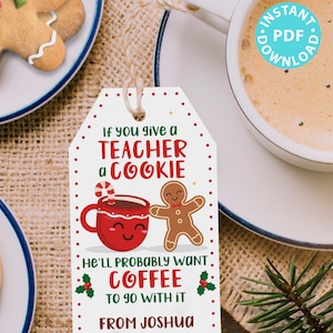 EDITABLE Christmas Teacher Appreciation Gift Tags Printable for Cookies ...