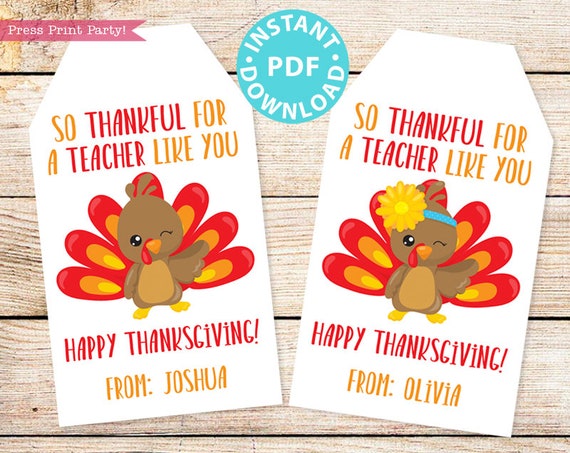 EDITABLE Thanksgiving Tags for Teacher Printable Template, For Kids Boy ...