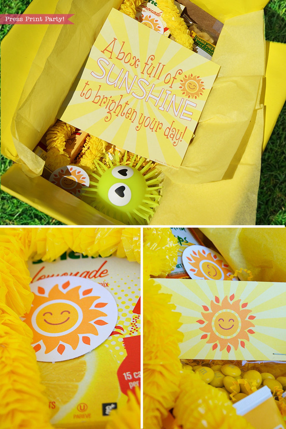 Sunshine Box Printables, Sunshine Gift Box, Cheer up Care Package ...