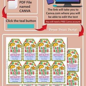EDITABLE Thank You Gift Tags Printable, Taco 'bout Nacho Average Staff ...
