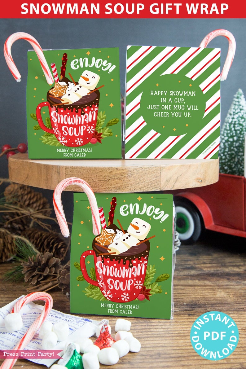 Snowman Soup Labels Printable Small Holiday Gift for Kids Stocking ...