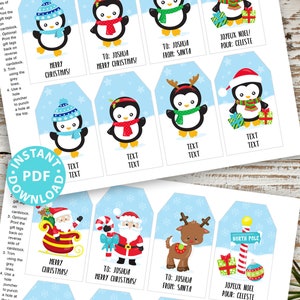 24 Kids Christmas Gift Tags Printable Editable Snowman Christmas ...