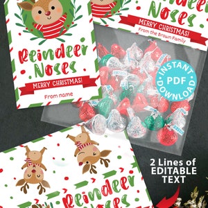 8 EDITABLE Christmas Treat Bag Toppers and Tags Set, Elf Kisses ...
