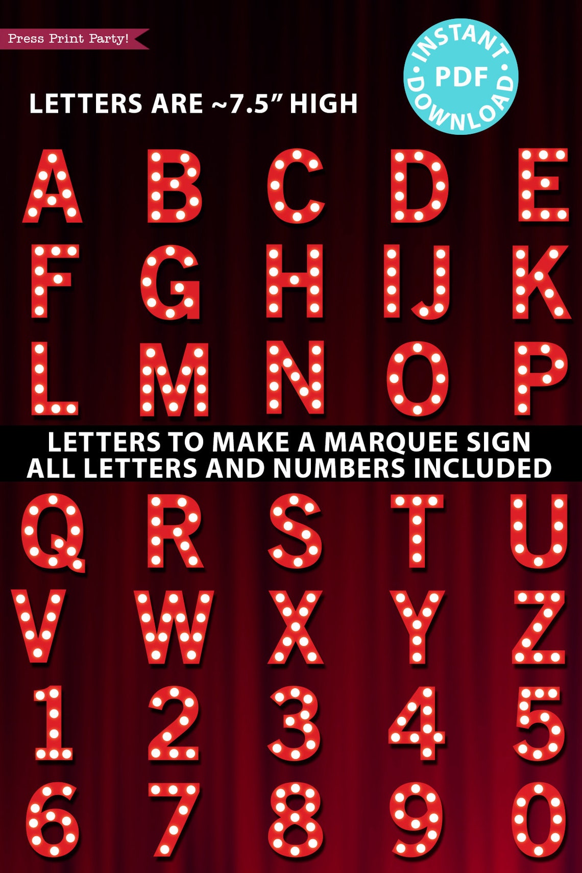 Movie Night Marquee Letters Printable for Birthday Party or - Etsy