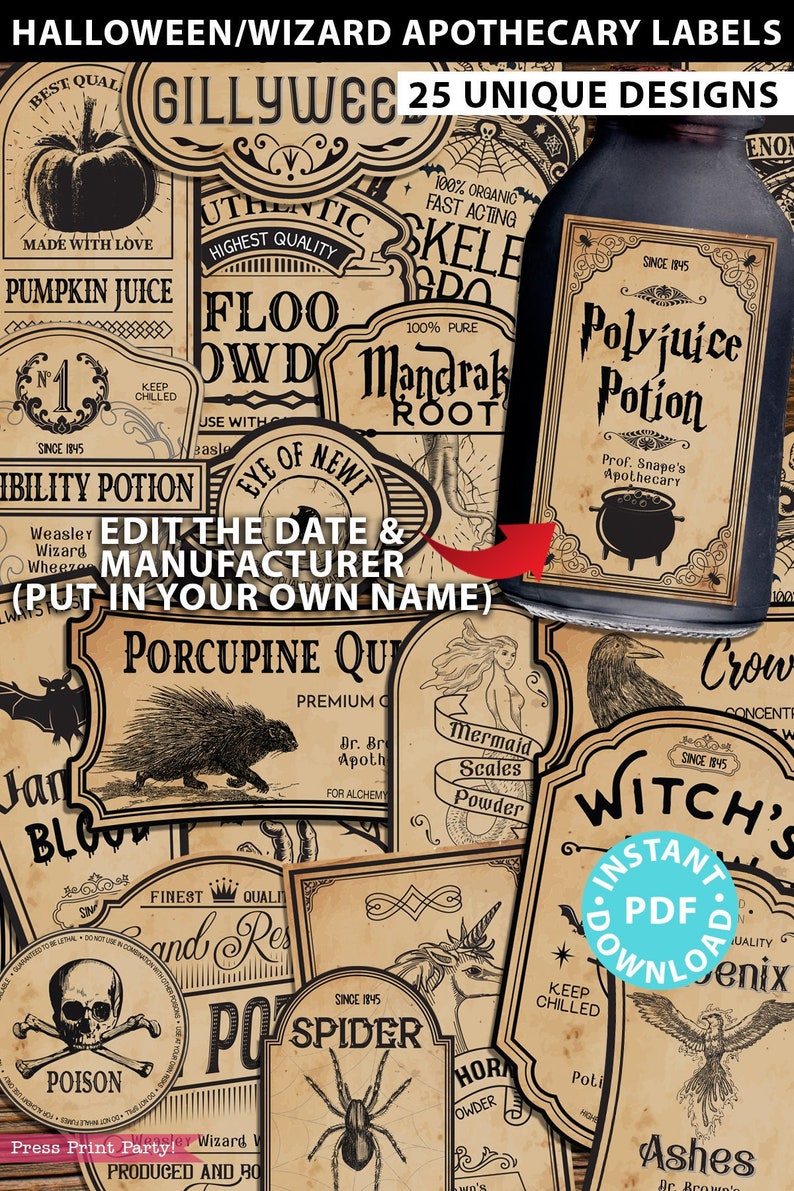 Wizard Potion Labels Printables HP Polyjuice Potion Label - Etsy