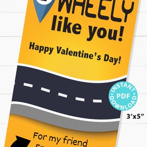 Toy Car Valentine, I Wheely/wheelie Like You Kids Valentine Card ...