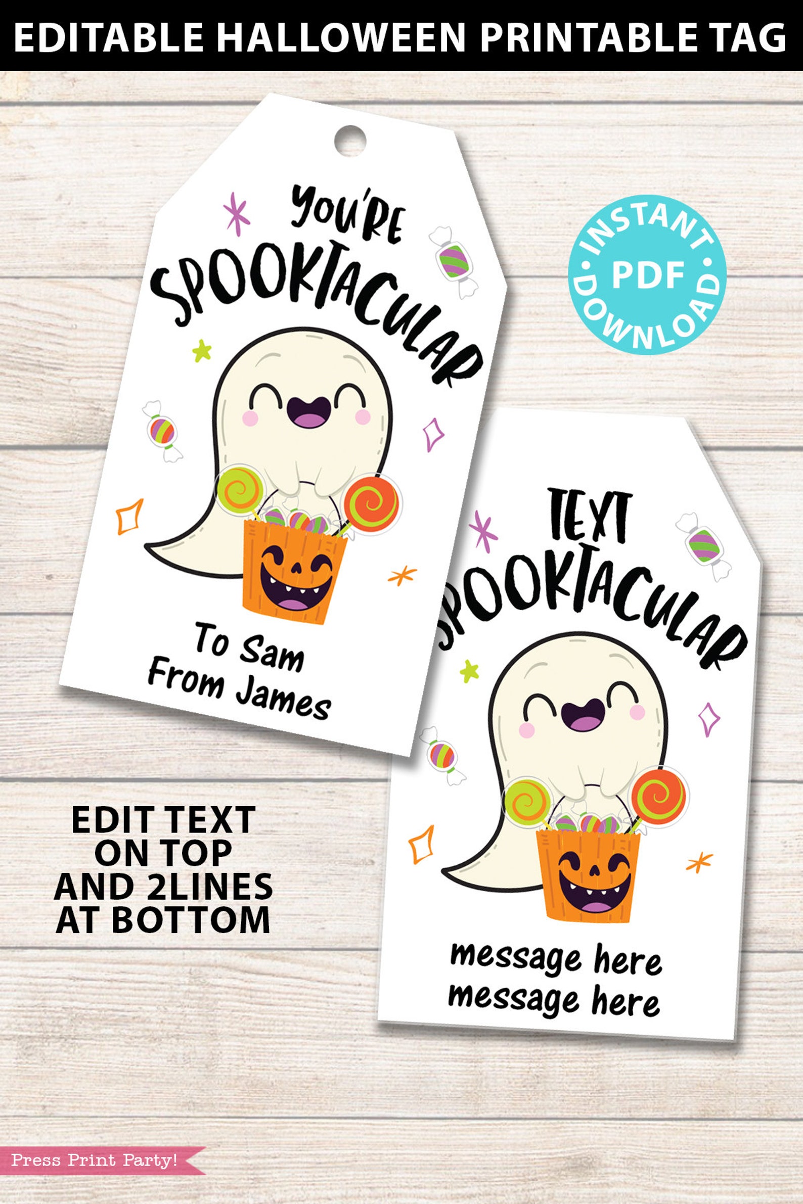 EDITABLE Halloween Tag Printable Template You're - Etsy