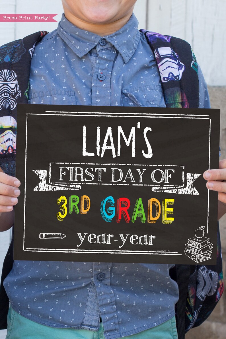Last Day of School Sign Printable Chalkboard Bright Editable | Etsy