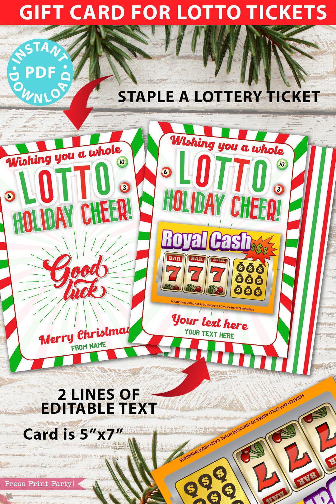 Christmas Lottery Ticket Holder Wishing You a Whole Lotto Holiday Cheer ...