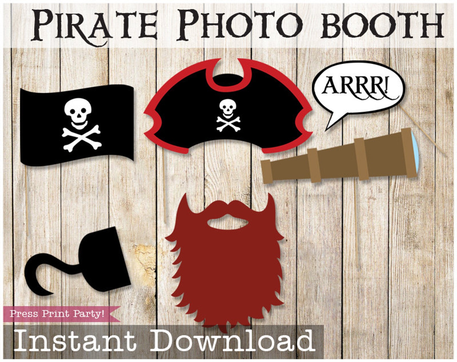 Pirate Photo Booth Props, Pirate Party, Pirate Birthday, Mustaches ...