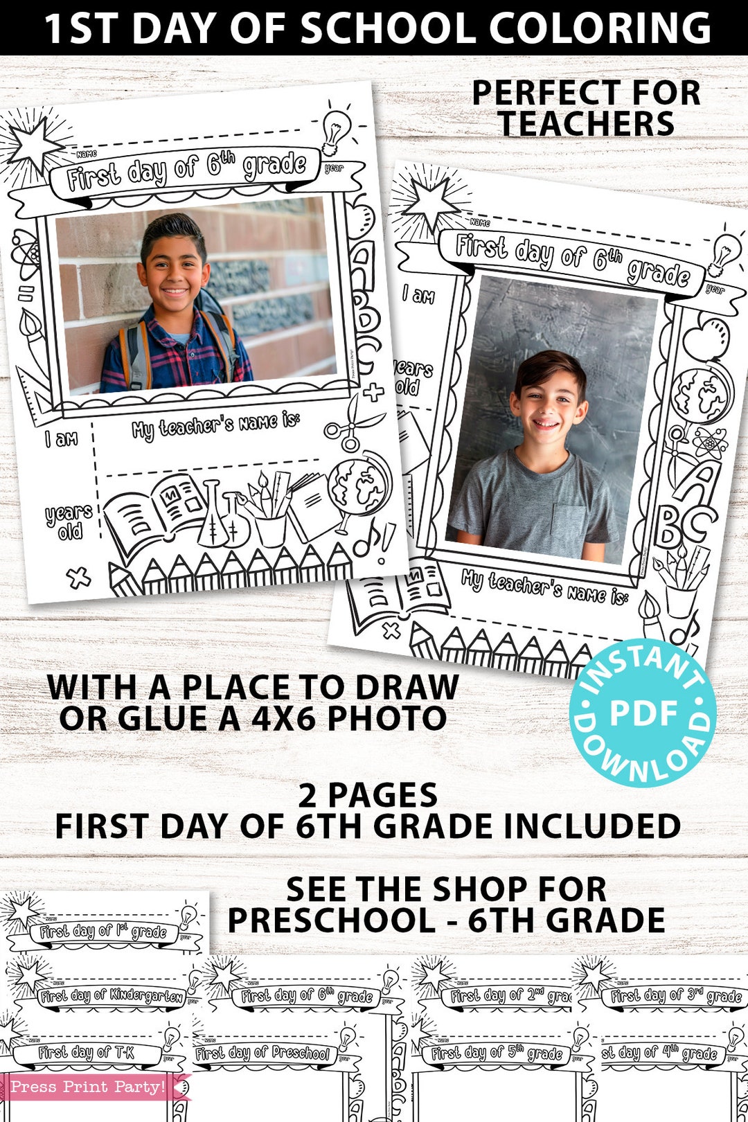 First Day of 6th Grade Coloring Pages Printable Sign Fun for Teacher to ...