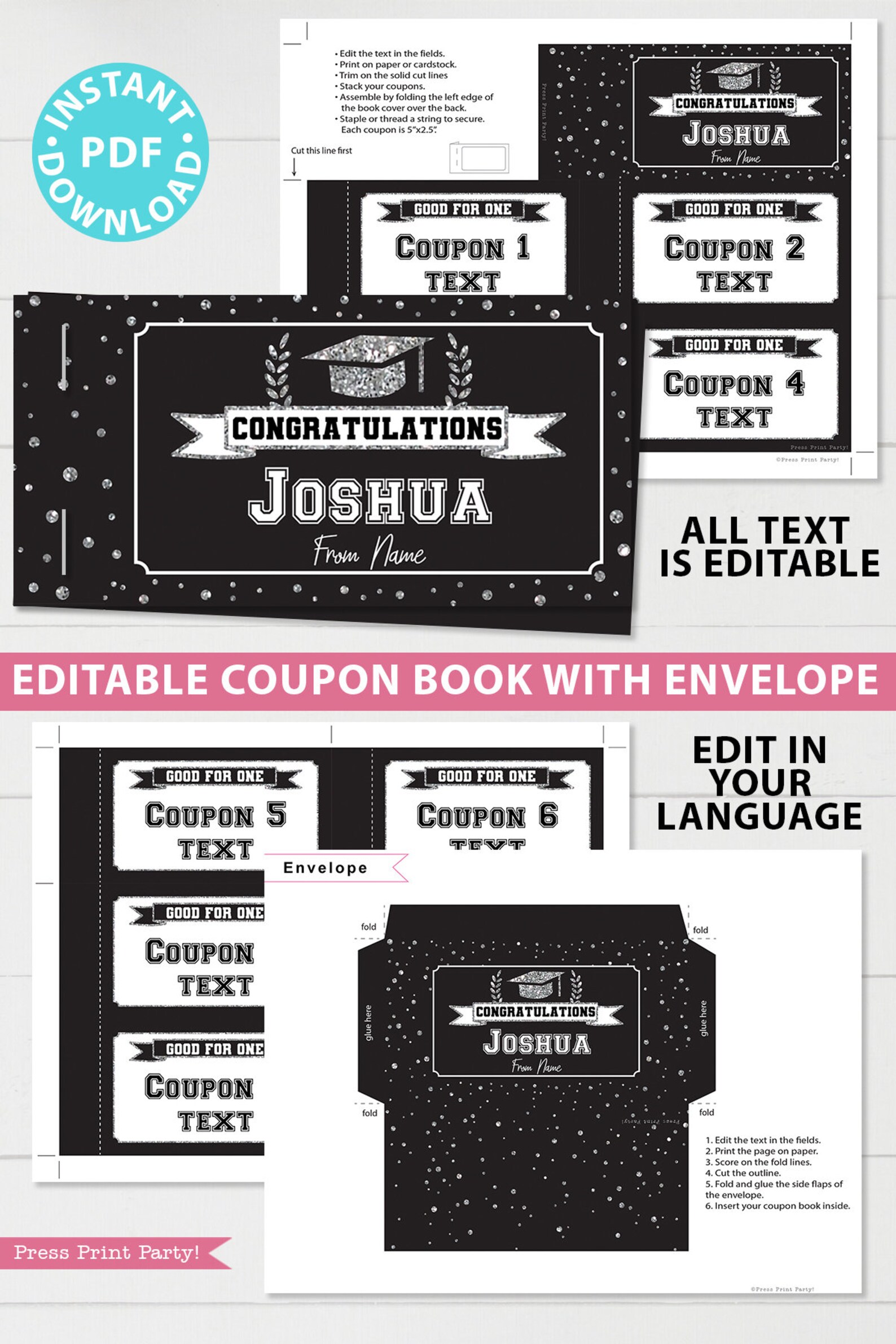 Editable Graduation Coupon Book Template Printable Gift Idea - Etsy