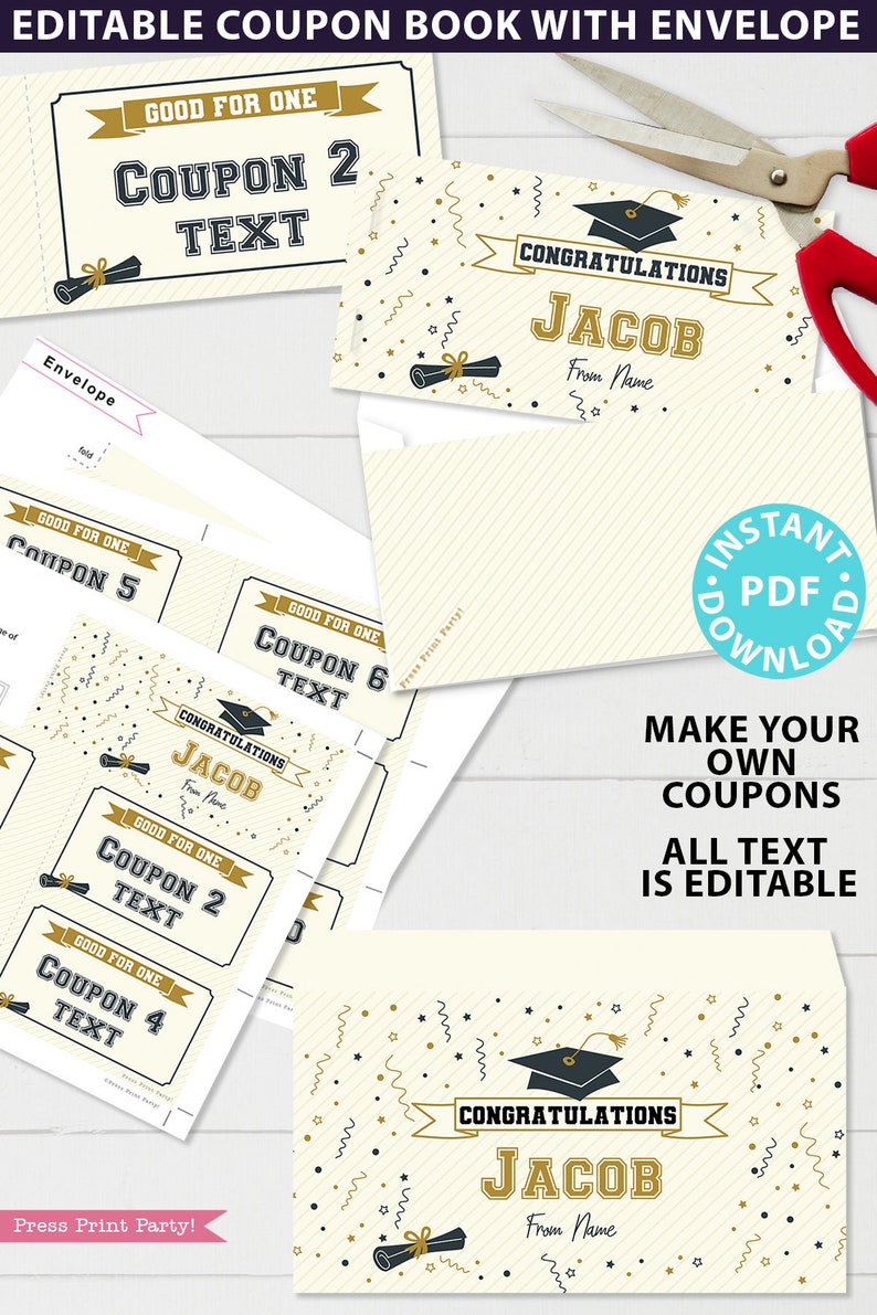 Graduation Coupon Book Template Printable Gift Idea Blank - Etsy