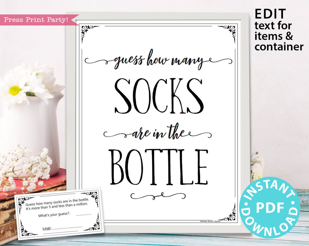 Guess How Many Game Sign Printable, W Editable Text for Items ...