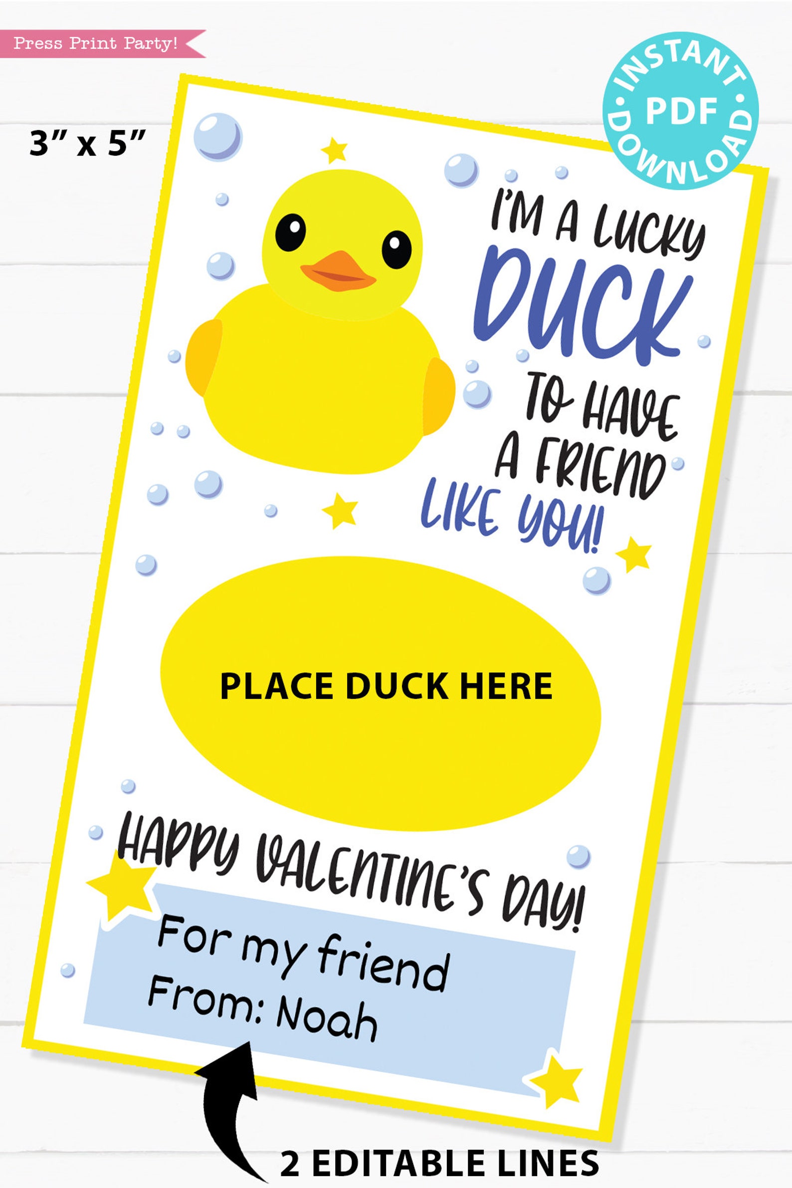 I'm a Lucky Duck to Have a Friend Like You Kids Valentine - Etsy