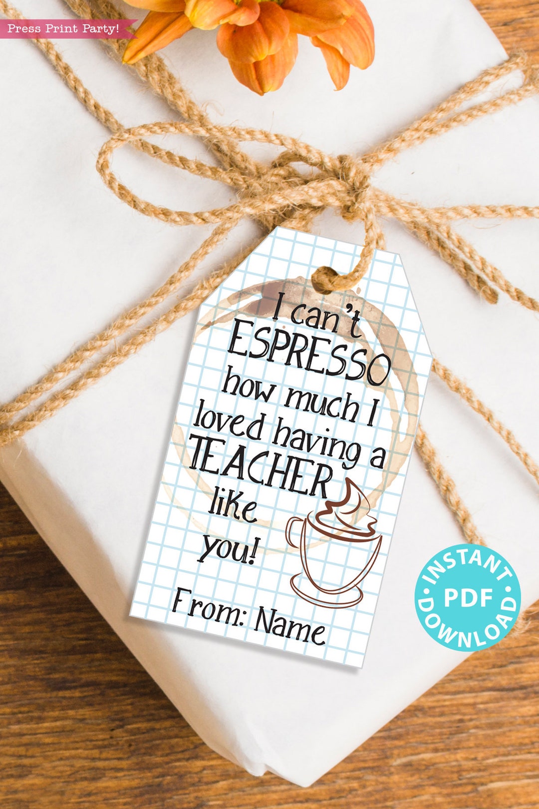 EDITABLE Teacher Appreciation Gift Tags Printable, Thank You i Can't ...