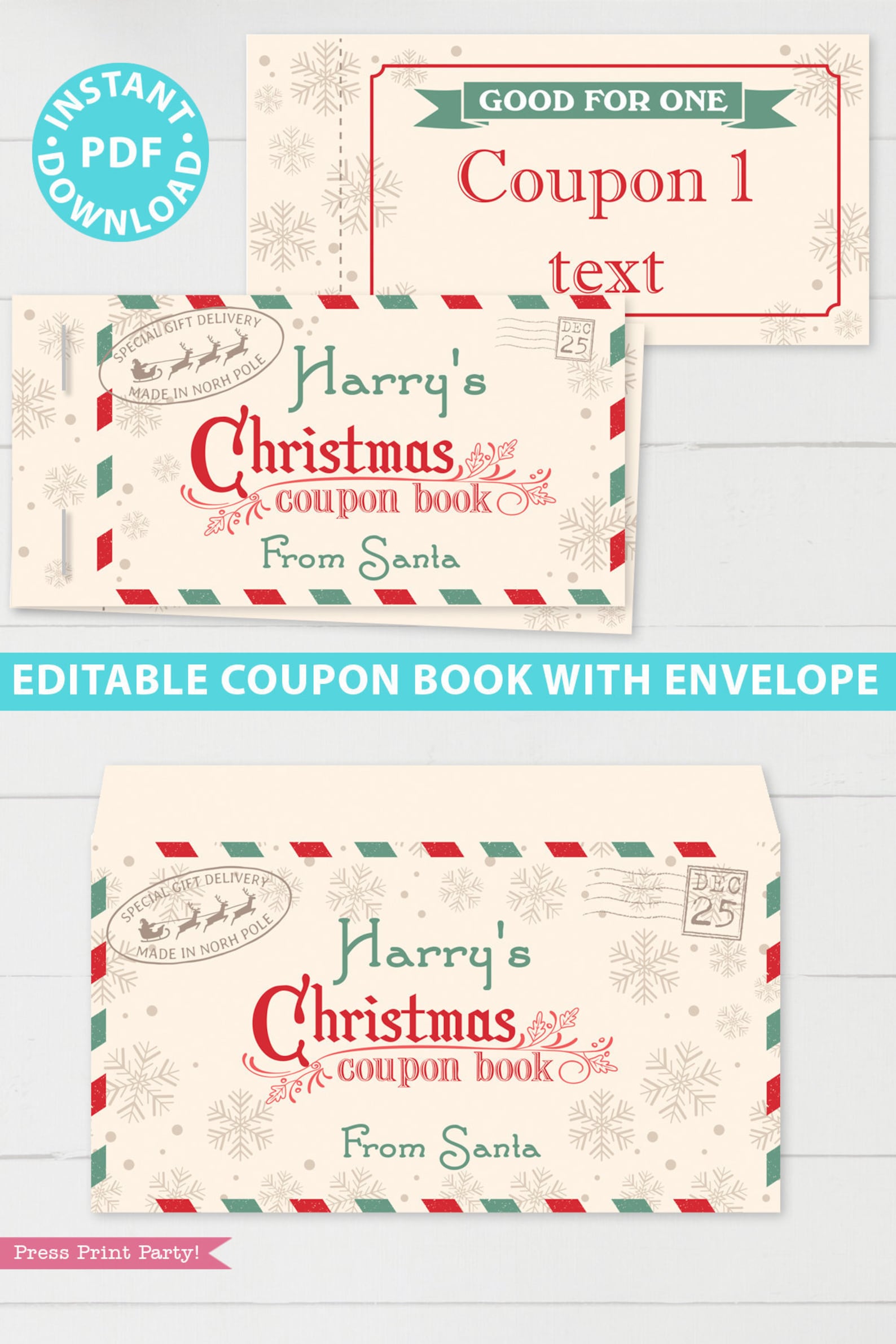 EDITABLE Christmas Coupon Book Printable Template Fun Gift - Etsy