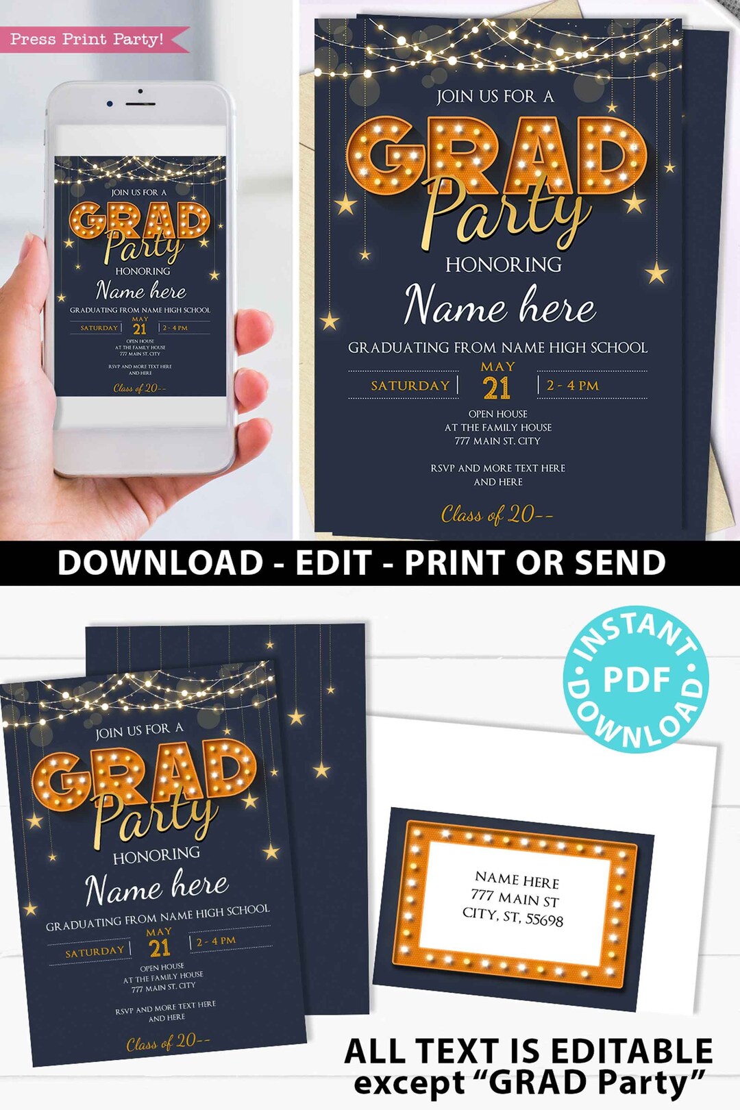 Graduation Invitation Printable and Digital Graduation Party - Etsy