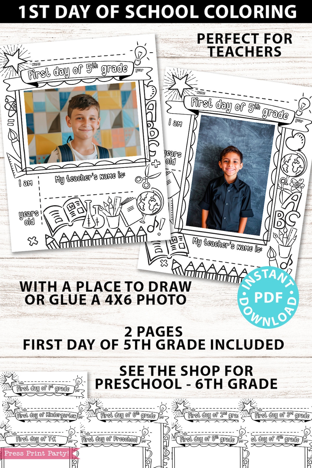 First Day of 5th Grade Coloring Pages Printable Sign Fun for Teacher to ...