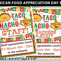 Taco Appreciation Sign, Teacher and Staff Appreciation Week Sign ...