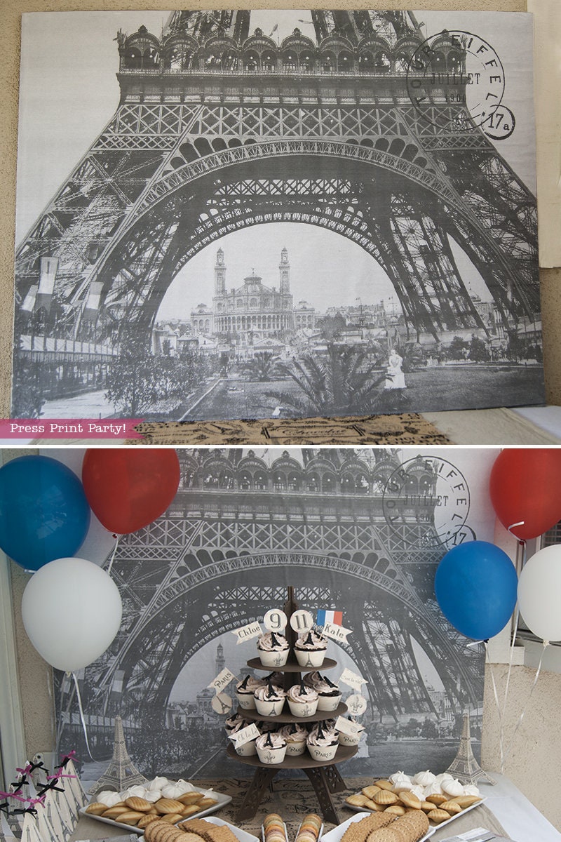 Paris Backdrop Printable, Paris Wall Art, Eiffel Tower, Digital ...