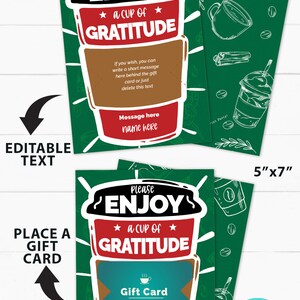 Employee Appreciation Coffee Gift Card Holder Printable Template, 5x7 ...