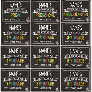 Last Day of School Sign Printable, Chalkboard Bright, Editable Name ...