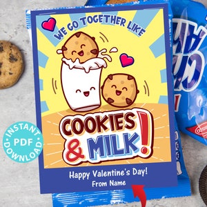 Cookies Valentine Exchange Card Printable Kids Valentine's Day Tag We ...