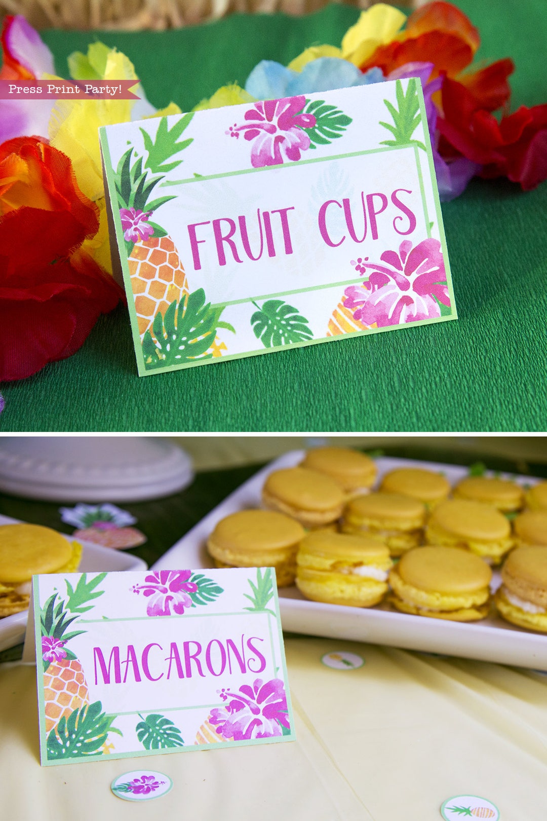 Pineapple Place Cards Printable, Luau Food Label, Hawaiian, Party Like ...