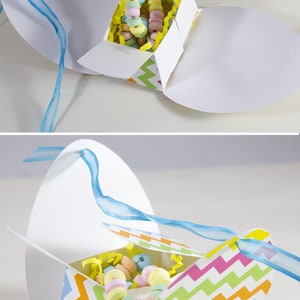 Easter Basket Treat Boxes Printable, Easter Egg Chick Favor Box, Dots ...