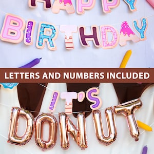 Donut Alphabet Letters and Number Printable Banner, Donut Birthday ...