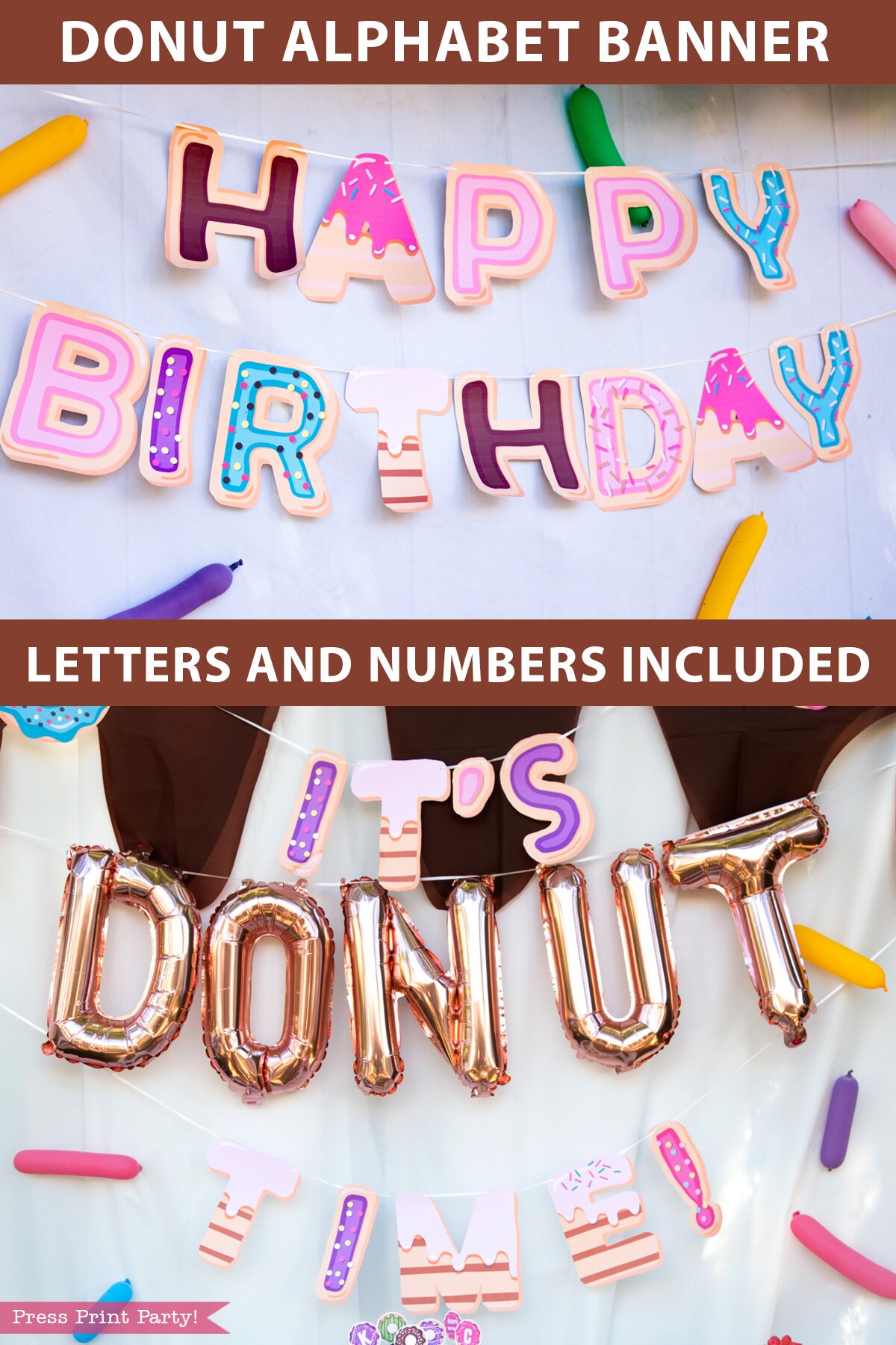 Donut Alphabet Letters and Number Printable Banner Donut - Etsy