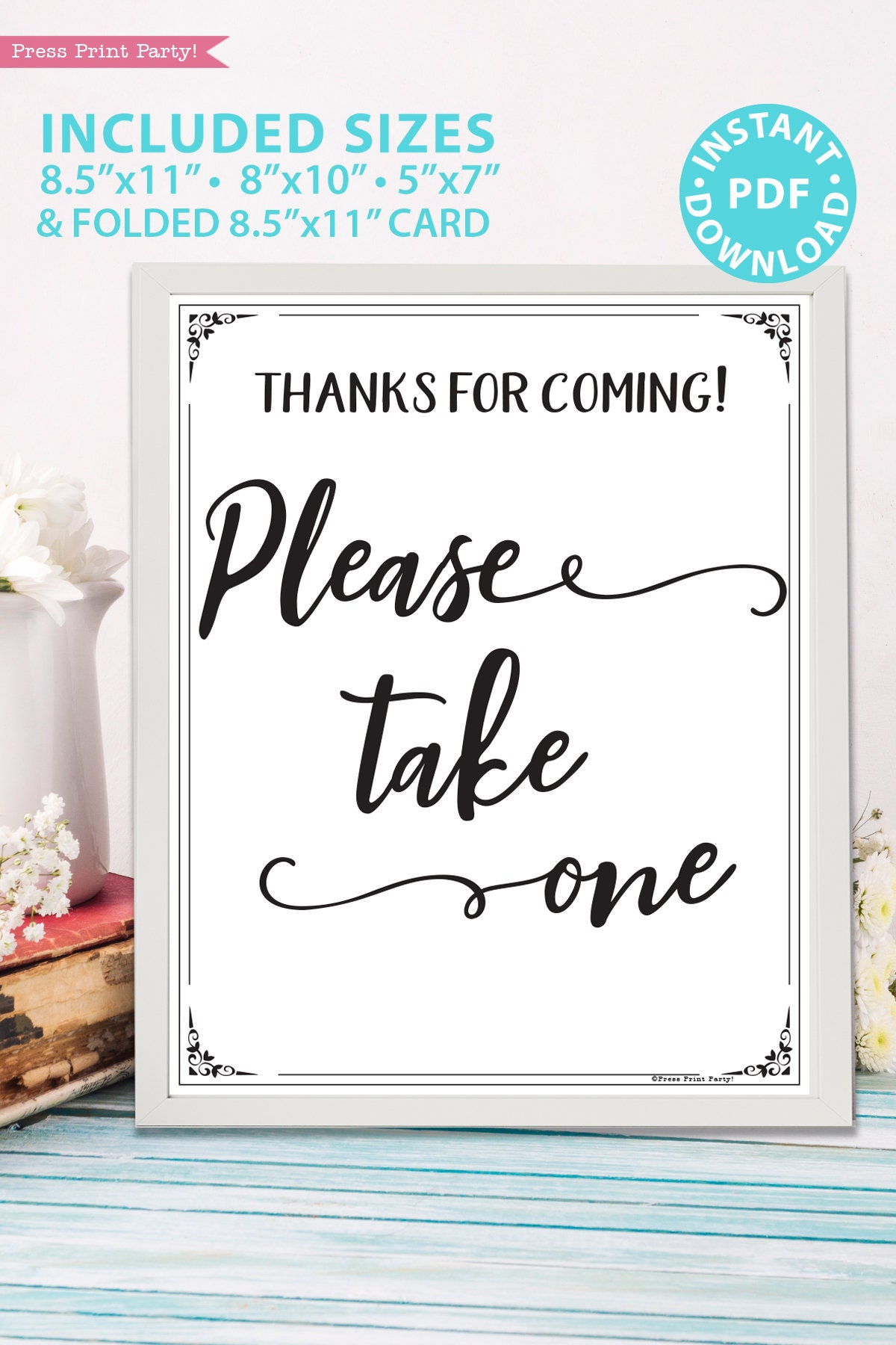Please Take One Sign Printable Baby Shower Wedding Bridal | Etsy